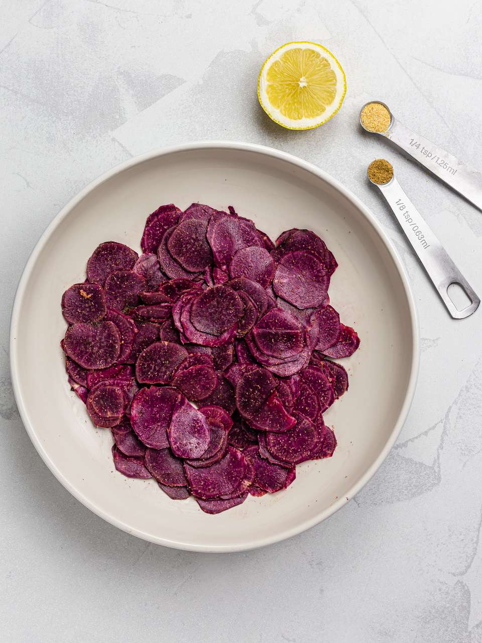 Baked Purple Sweet Potato Chips | Foodaciously