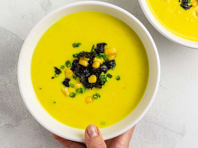 Japanese Corn Soup with Silken Tofu | Foodaciously